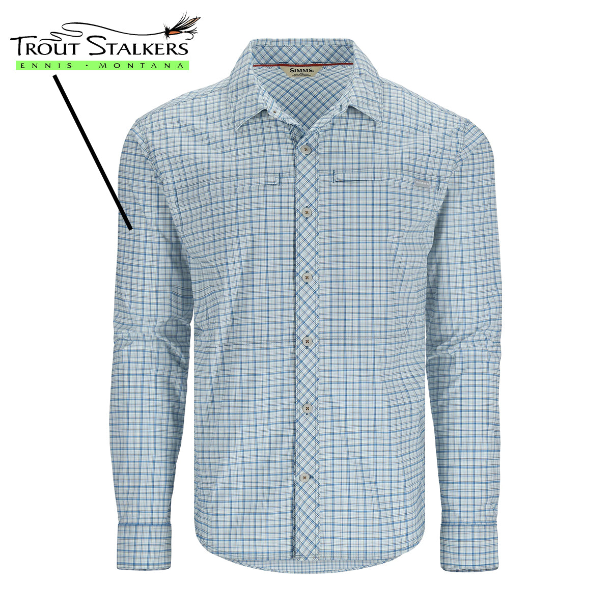 Simms MTS Logo Stone Cold LS Shirt Sky/Nightfall Retro Plaid – Trout ...