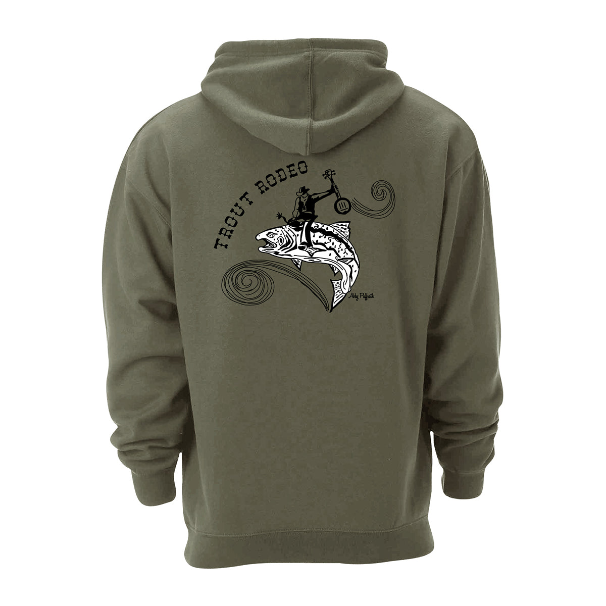 MTS Logo Trout Rodeo Benchmark Hoody Deep Lichen – Trout Stalkers Fly Shop